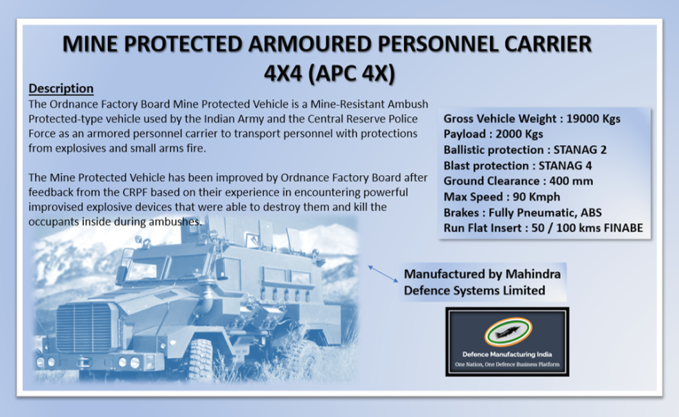 Mine Protected Armored Personnel Carrier – India's War Factories